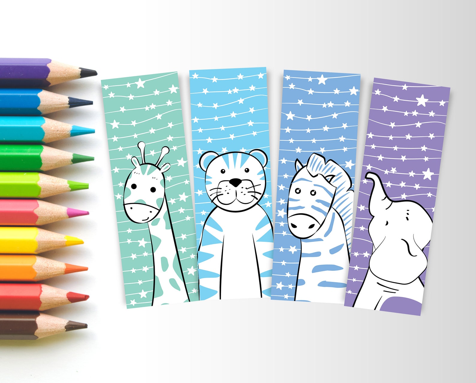 Animals Bookmarks for Kids Printable Animal Bookmarks Set of | Etsy