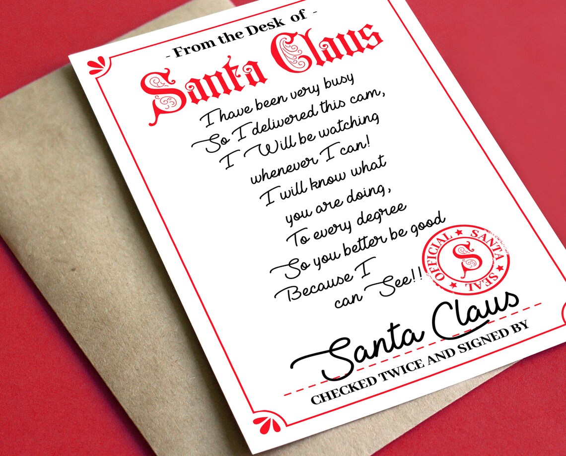 Santa Cam Letter 5x7 Santa Cam Letter Santa Cam Ornament | Etsy