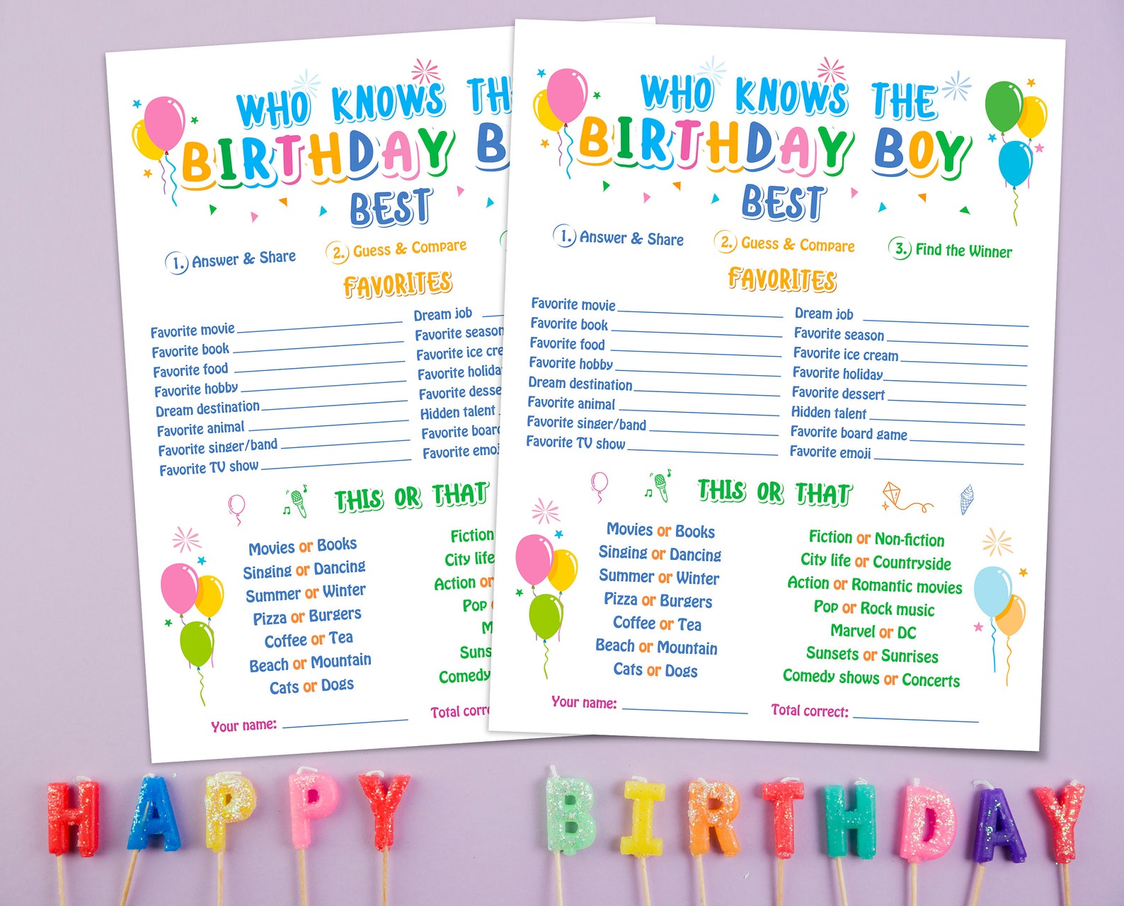 Who Knows the Birthday Boy Best, How Well Do You Know Questionnaire ...
