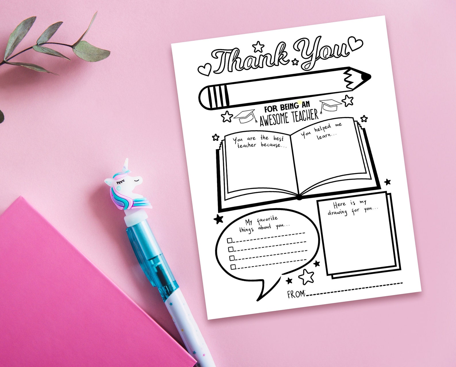 End of the School All About My Teacher Survey Teacher Thank - Etsy