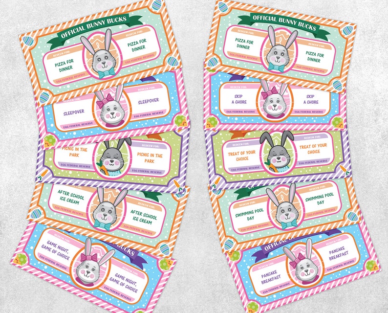 Easter Bunny Bucks Printables Easter Play Money Easter Egg - Etsy