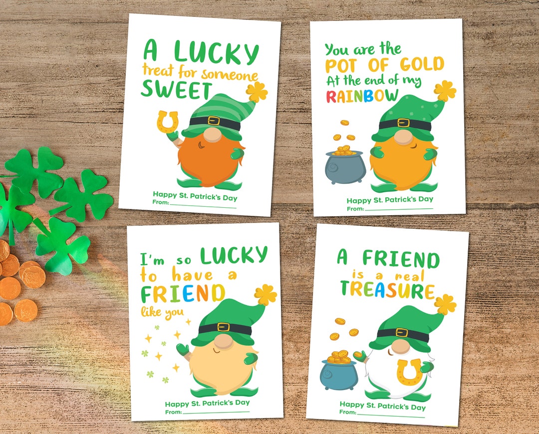 Gnome St Patricks Day Gift Tags, St. Patty's Treat Bags, Rainbow Pot of ...