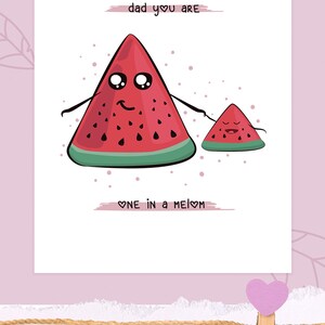 One in a Melon Card, Dad Appreciation Gift, Fathers Day Pun Card, Dad ...