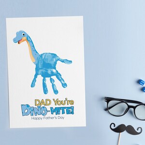 DIY Kids Dinosaur Handprint Art, First Fathers Day Gift From Son ...