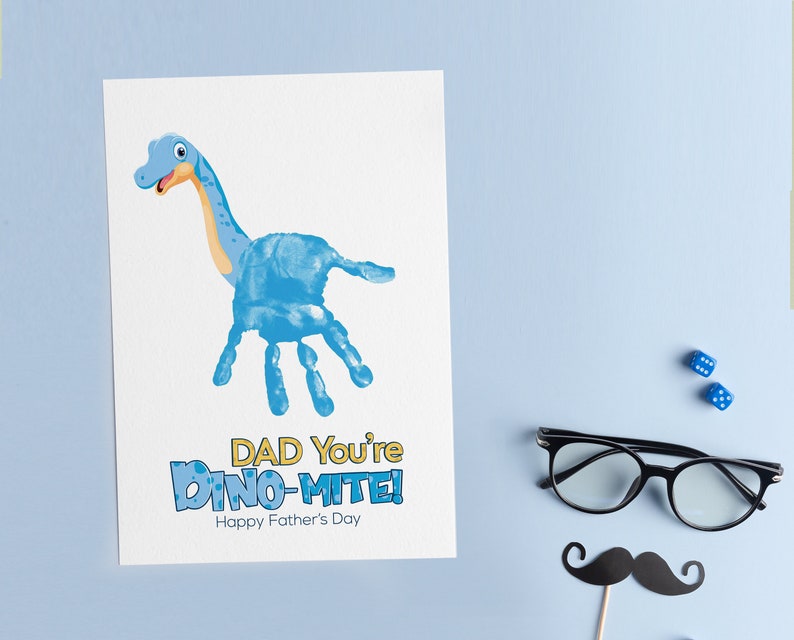 DIY Kids Dinosaur Handprint Art First Fathers Day Gift From - Etsy