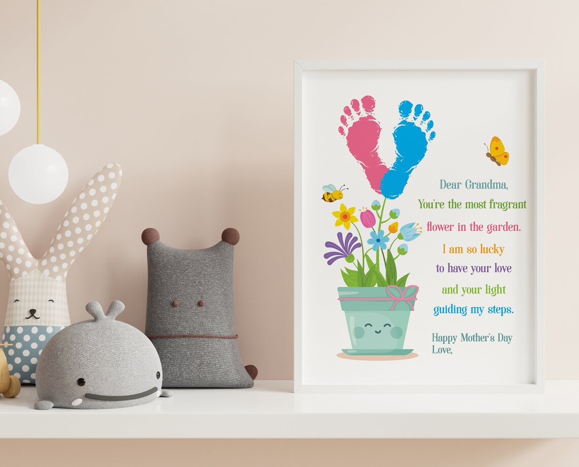 Grandma Gift Mothers Day DIY Kids Handprint Art Gift for - Etsy