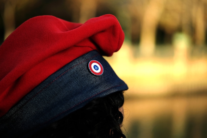 Handmade Phrygian Cap: Red & Blue Liberty Hat With French Cockade Pin ...