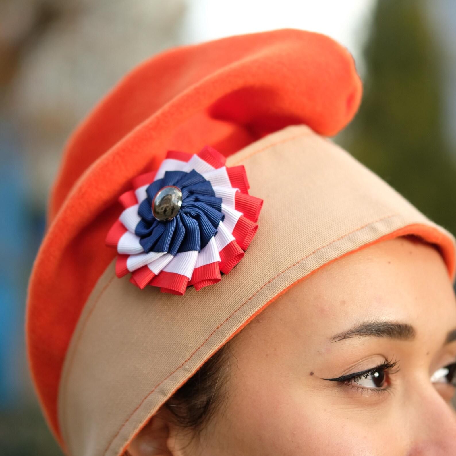 Slouchy Fleece Phrygian Cap: Orange & Beige Revolutionary Hat With ...