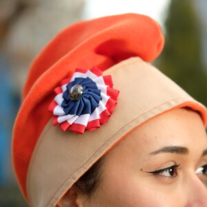 Slouchy Fleece Phrygian Cap: Orange & Beige Revolutionary Hat With ...