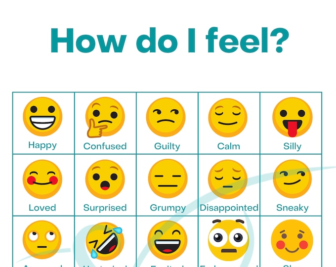 Emojis Feelings Chart Digital Print Etsy