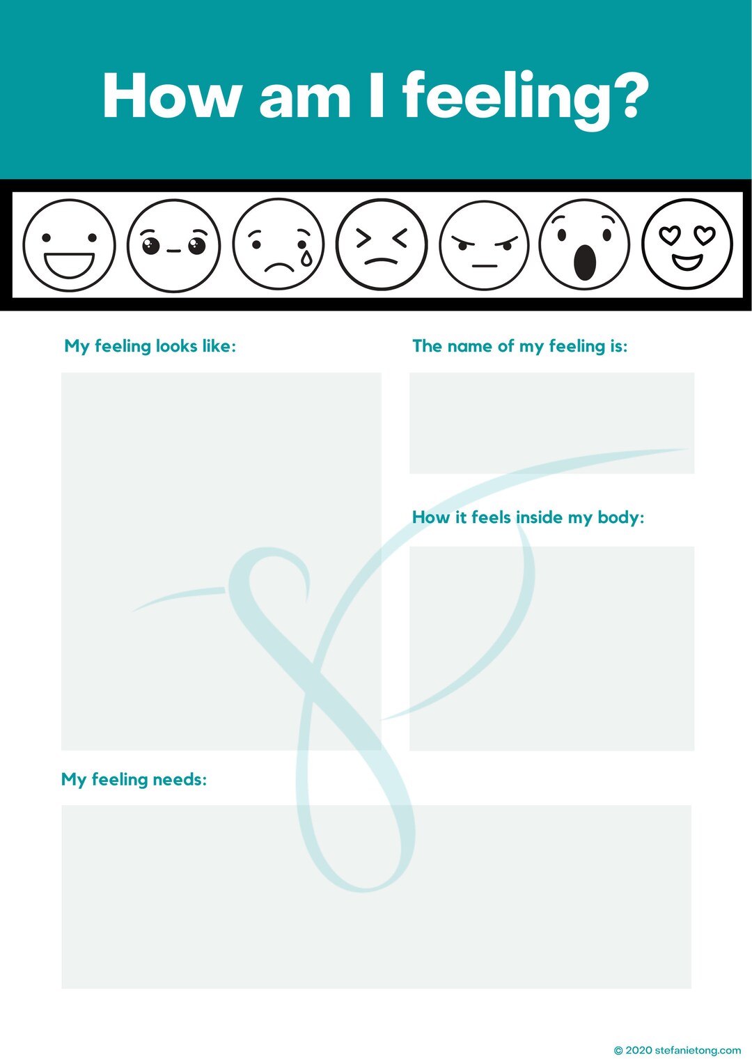 How Am I Feeling Worksheet Digital Print - Etsy