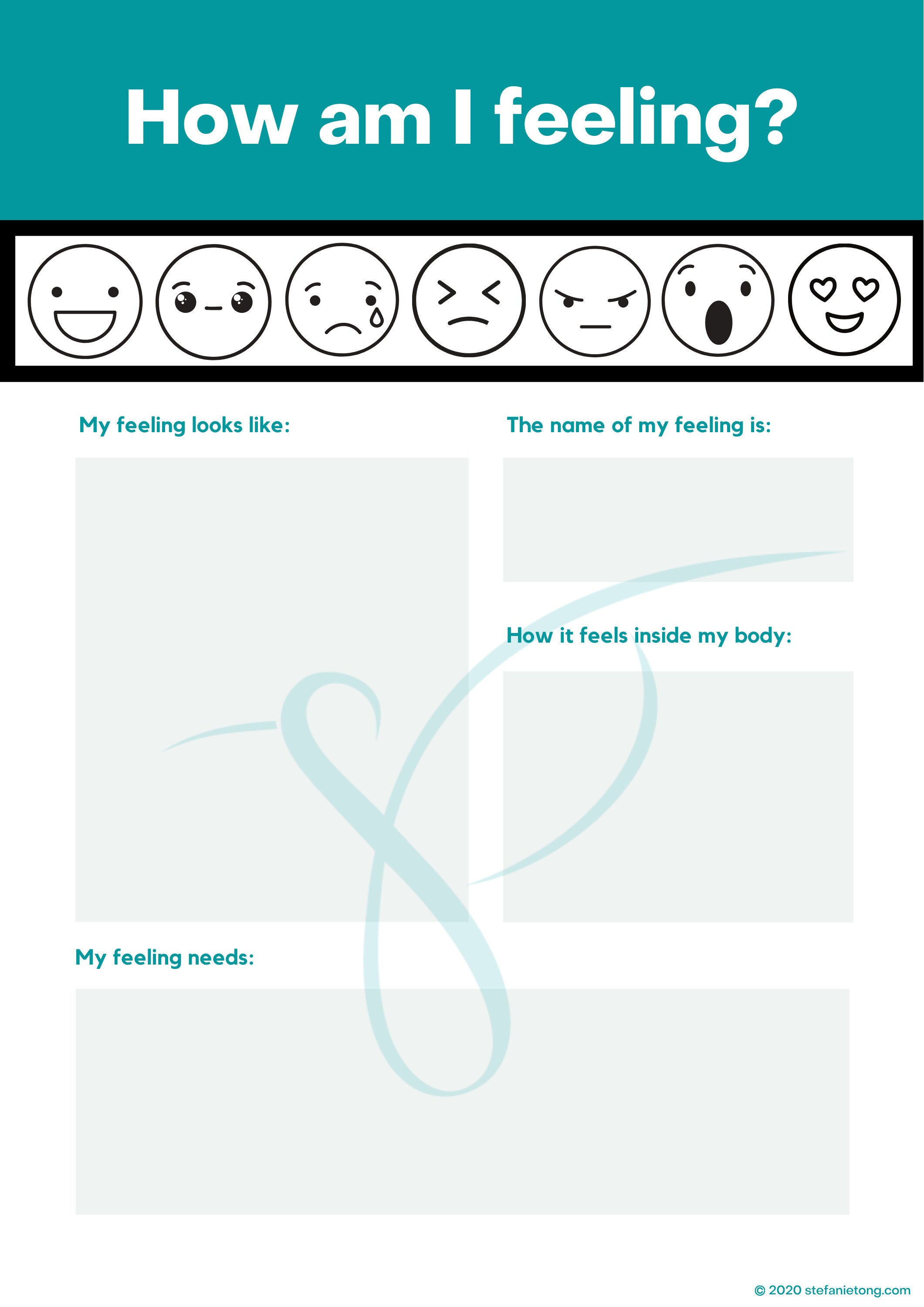 How Am I Feeling Worksheet Digital Print - Etsy