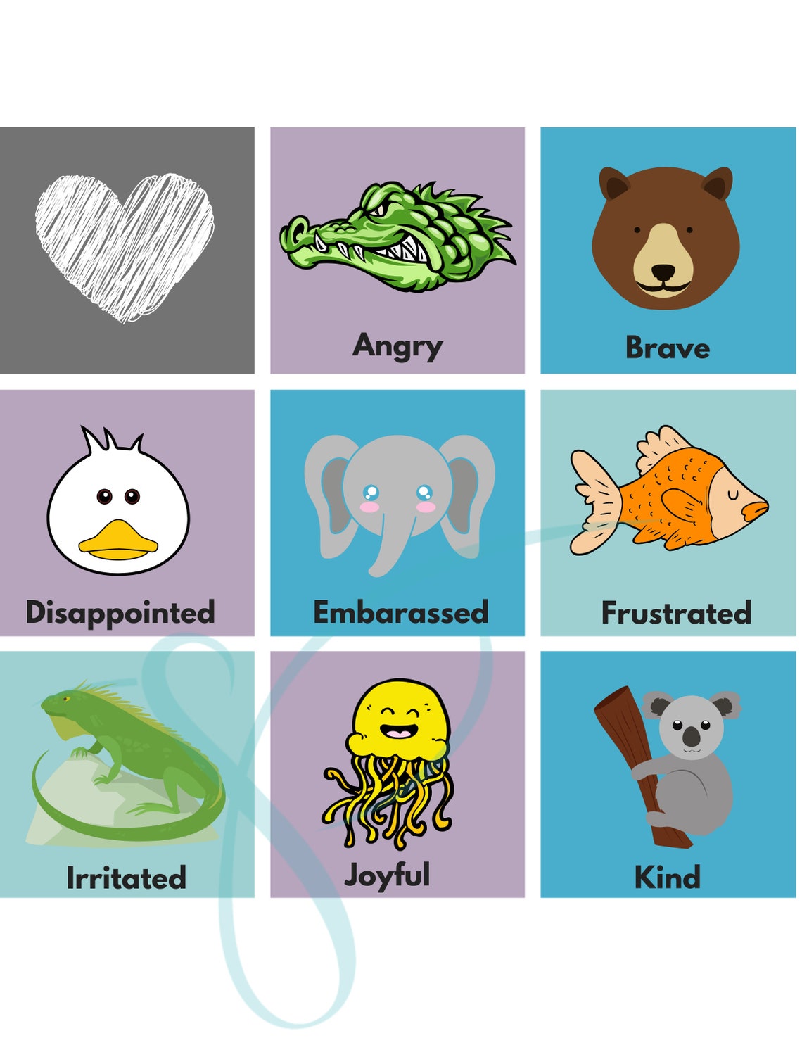 Animal Feelings Alphabet Digital Print - Etsy