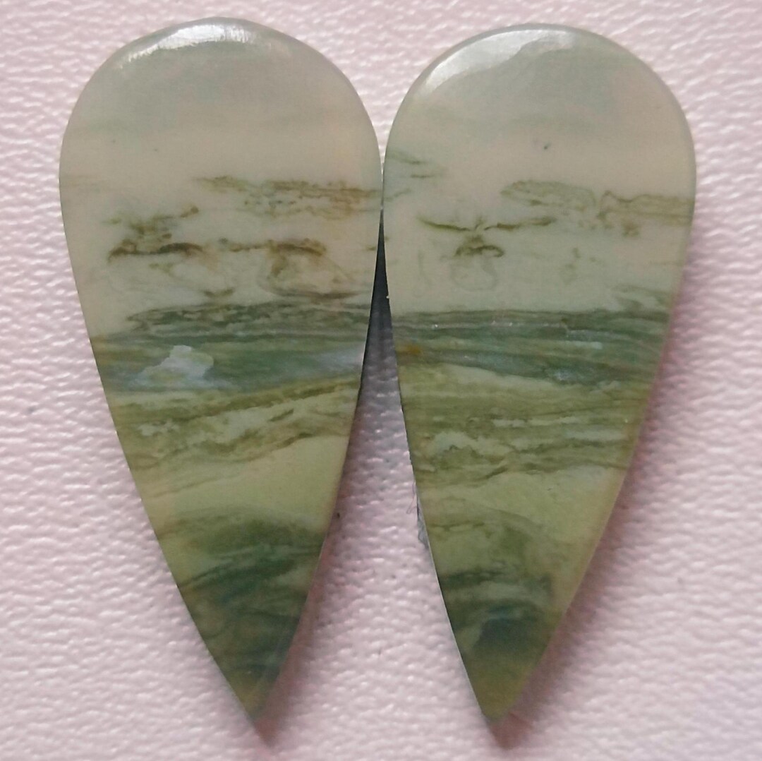 Natural Serpentine Pair, Green Serpentine Gemstone, Serpentine Matching ...
