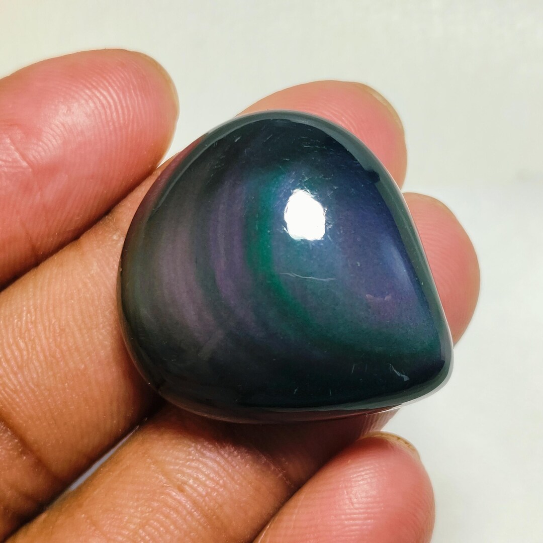 Rainbow Obsidian Gemstone Pear Shape Natural Rainbow Obsidian Cabochon ...