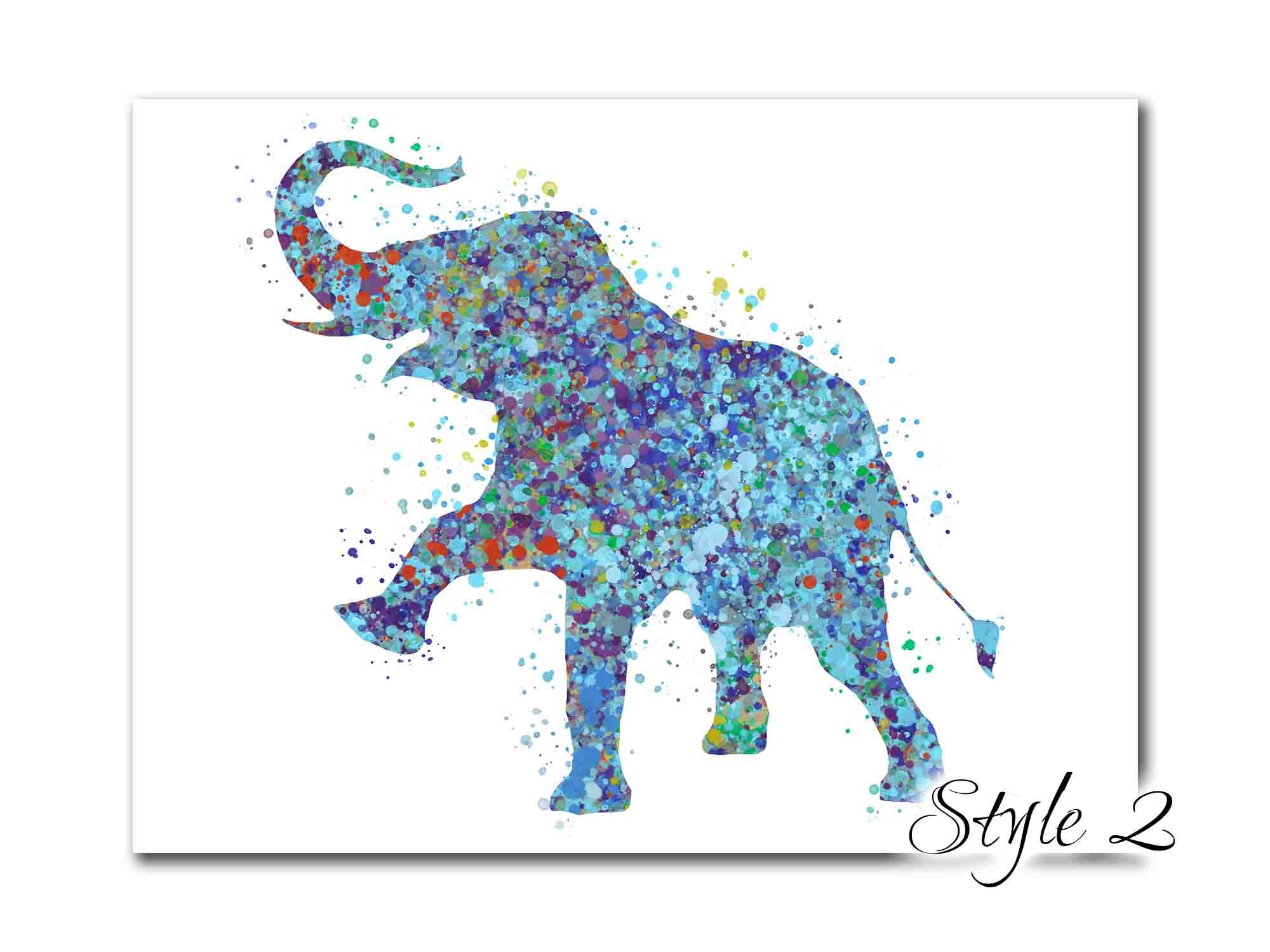 Multicolour Elephant Print | Multicoloured Watercolour Gliclee Print ...