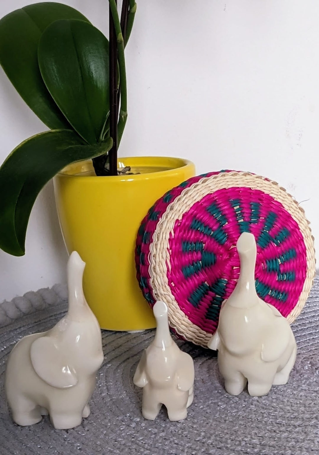 Vegetable Ivory Elephants Family X3 - Etsy UK