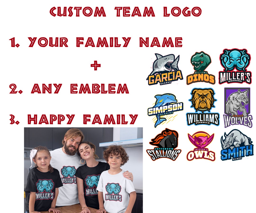 Personalized Family Sports Team, Custom University Logo, Family Surname ...