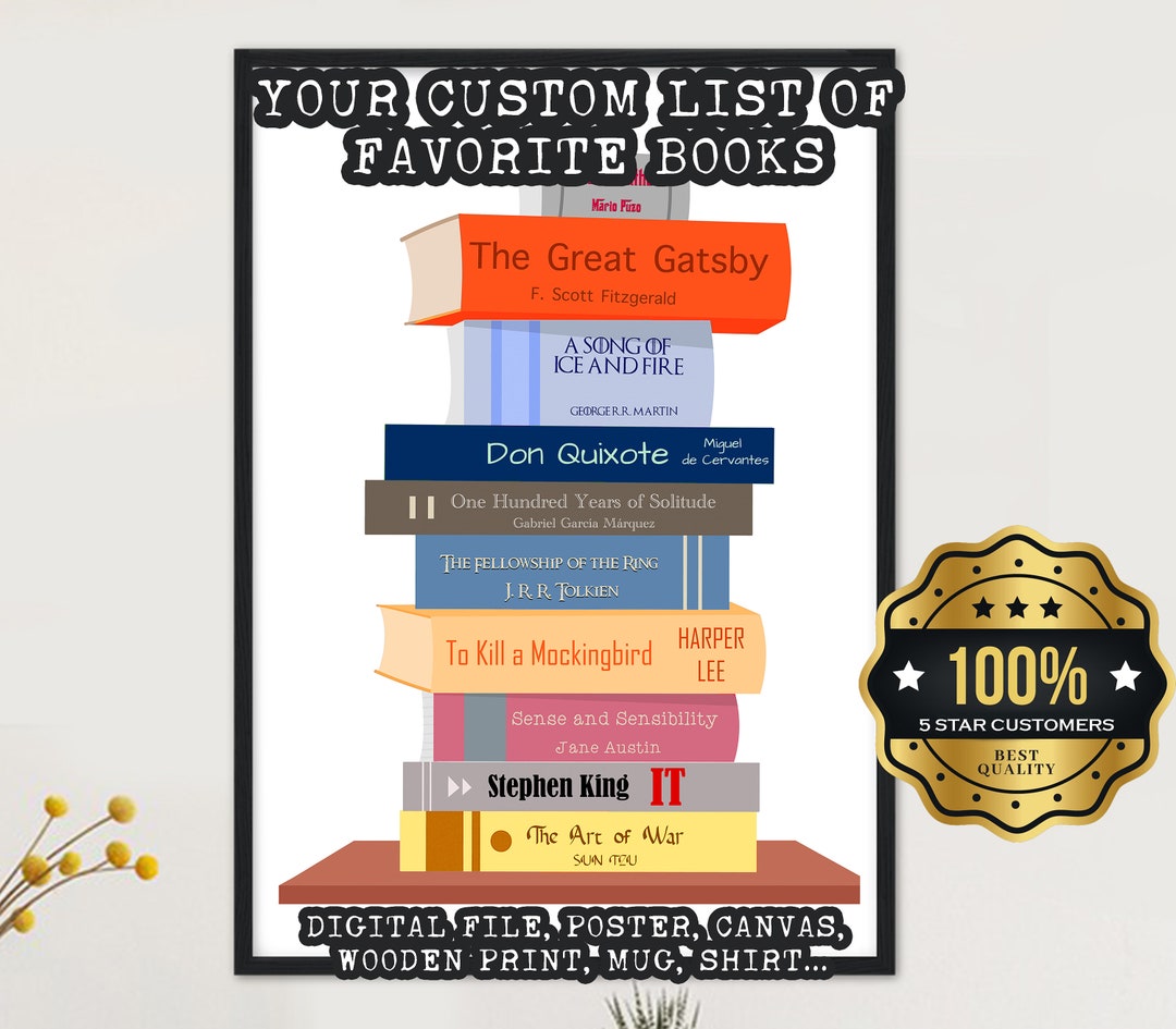 Custom List of Favorite Books Framed Poster Print,book Club Lover ...