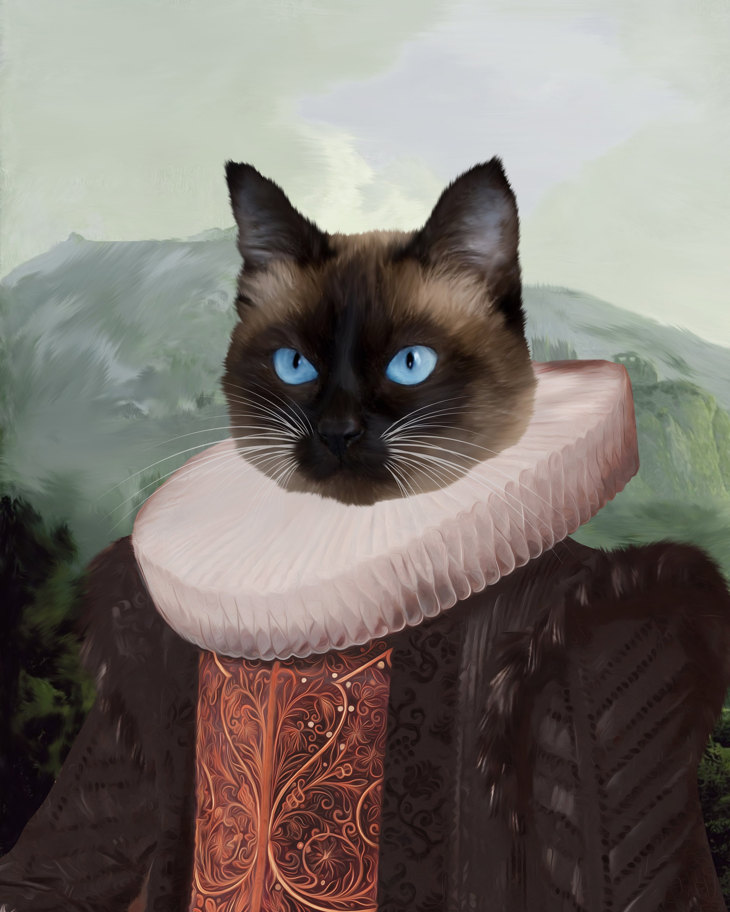 Custom pet portraits Unique Royal Cat Painting Regal Pet | Etsy