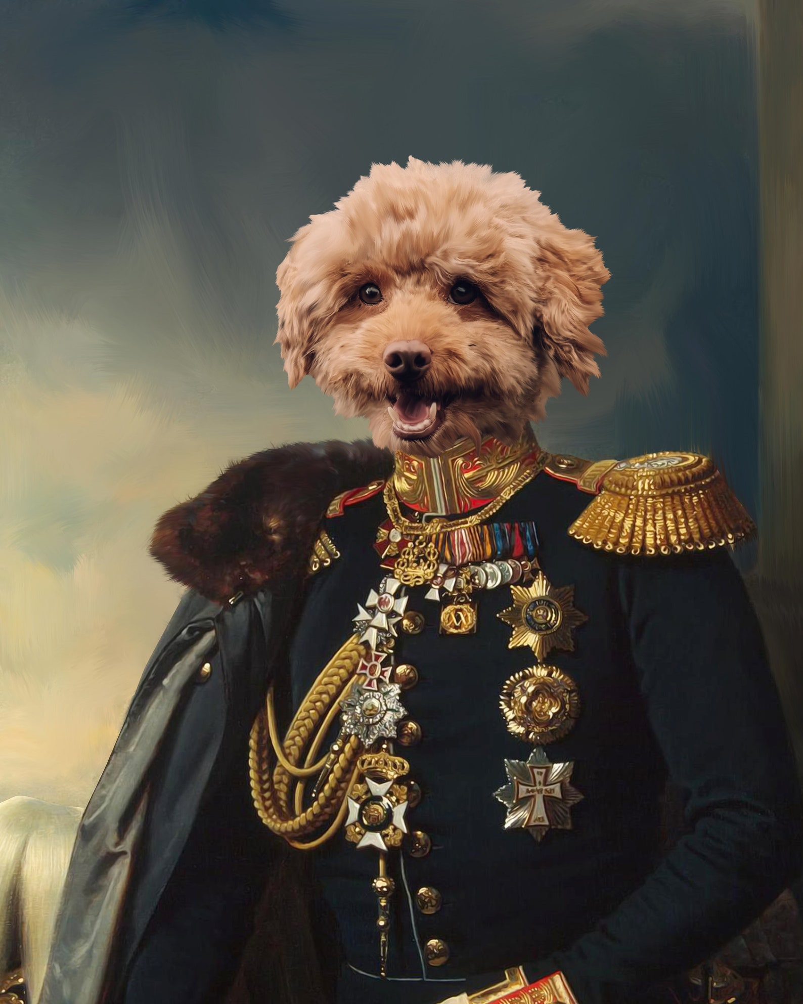 General Admiral Custom Dog Portrait Unique Royal Regal Dog - Etsy