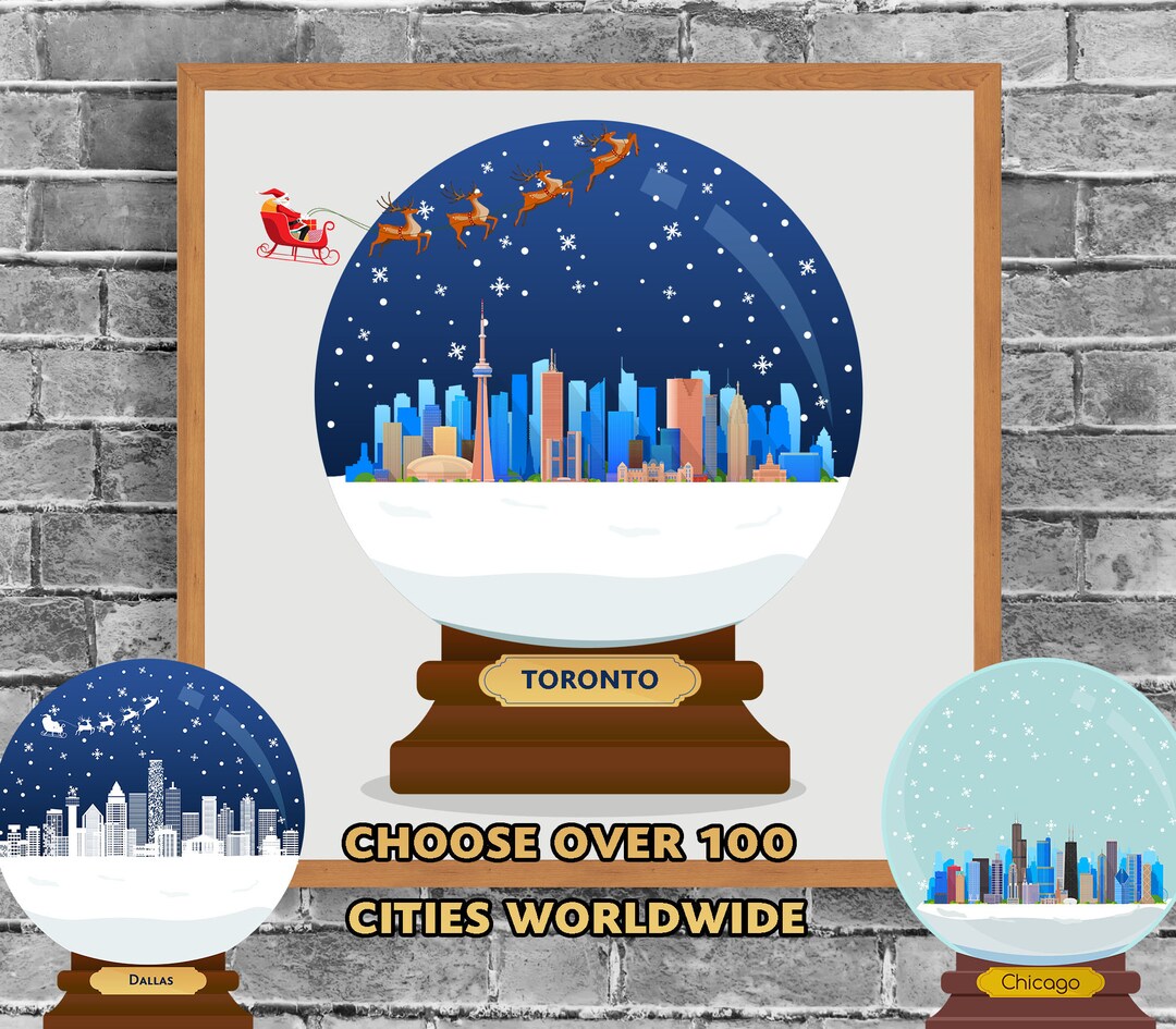 Toronto City Christmas Snow Globe Lover Printable Artwork, Framed ...