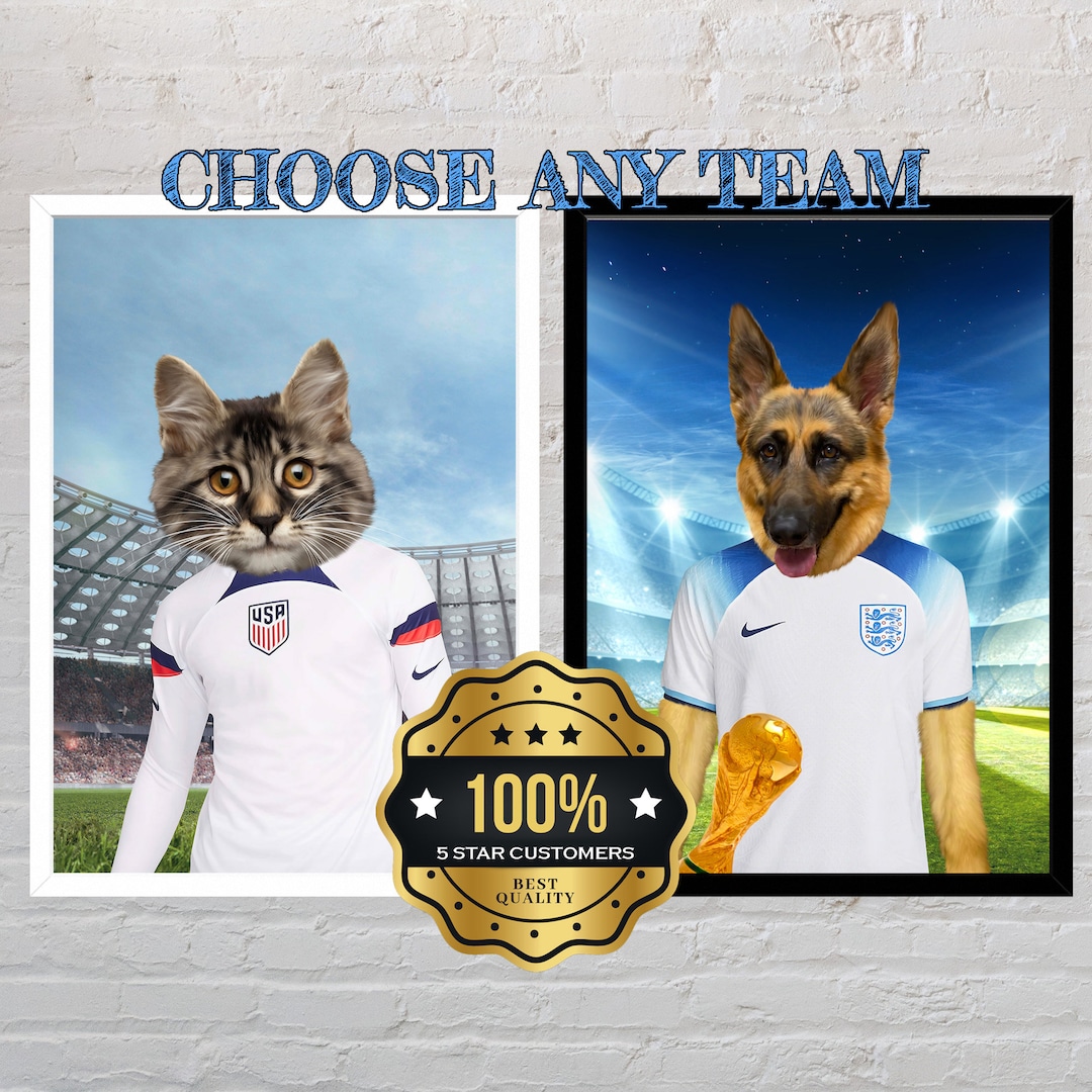 Custom Pet Football Portrait, Personalized World Cup Christmas Gift for ...