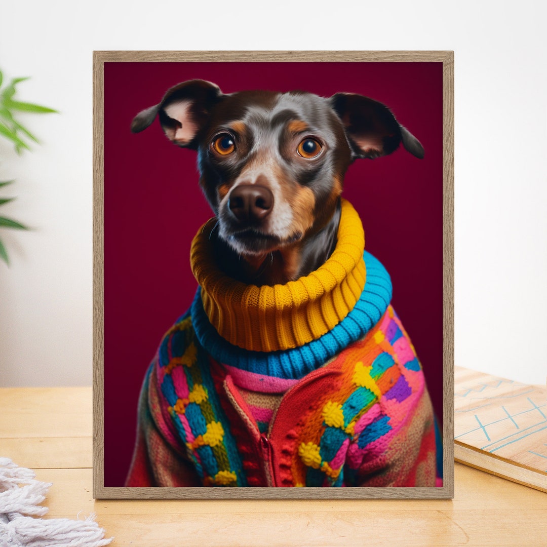 90s 80s Funny Pet Portrait From Photo, Retro Dog Illustration, Unique ...