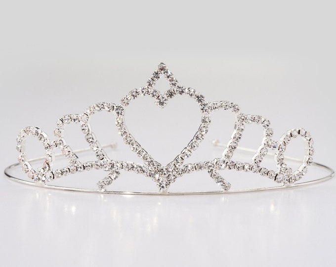 Sparkly Silver Heart Tiara: Flower Girl Princess Crown - Etsy