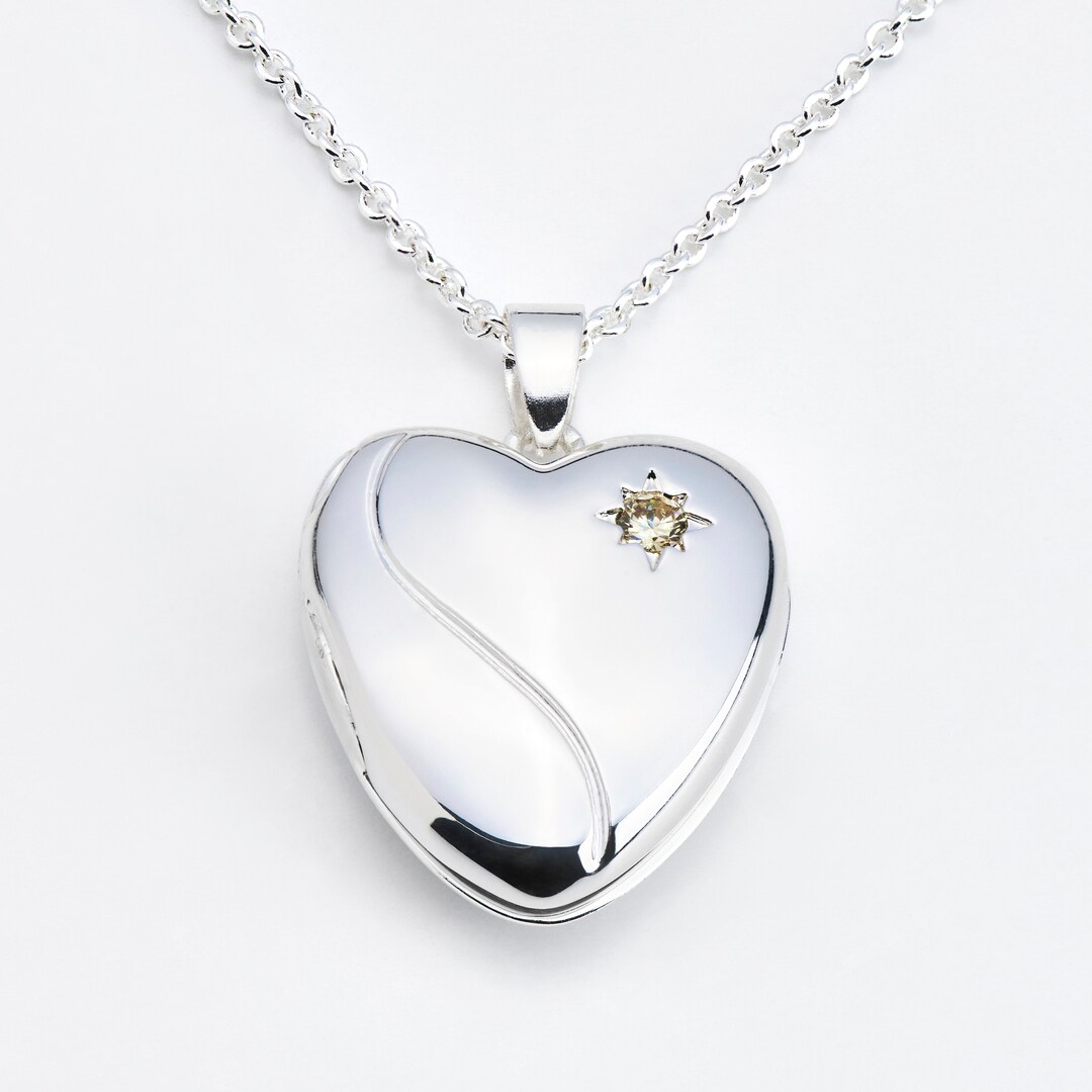 November citrine Birthstone Locket Adult Heart Photo Locket - Etsy