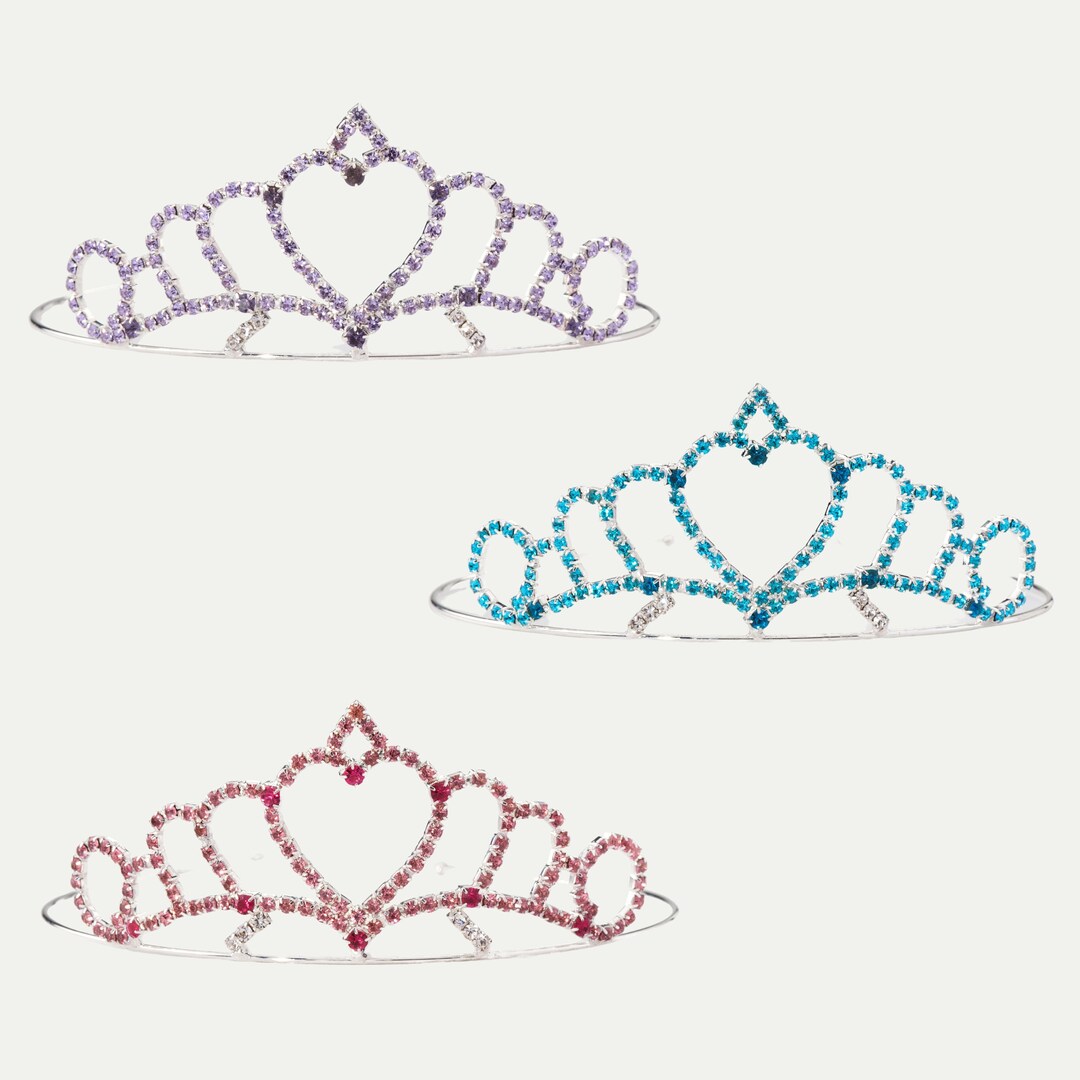 Heart Rhinestone Tiara Set: Colorful Princess Party Crowns - Etsy