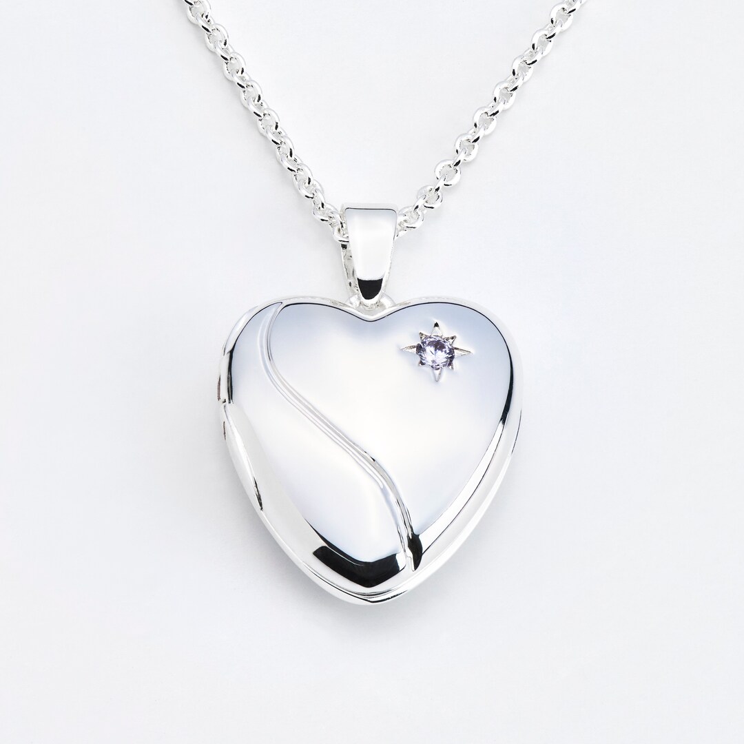 Alexandrite Birthstone Necklace: Sterling Silver Heart Locket, June ...