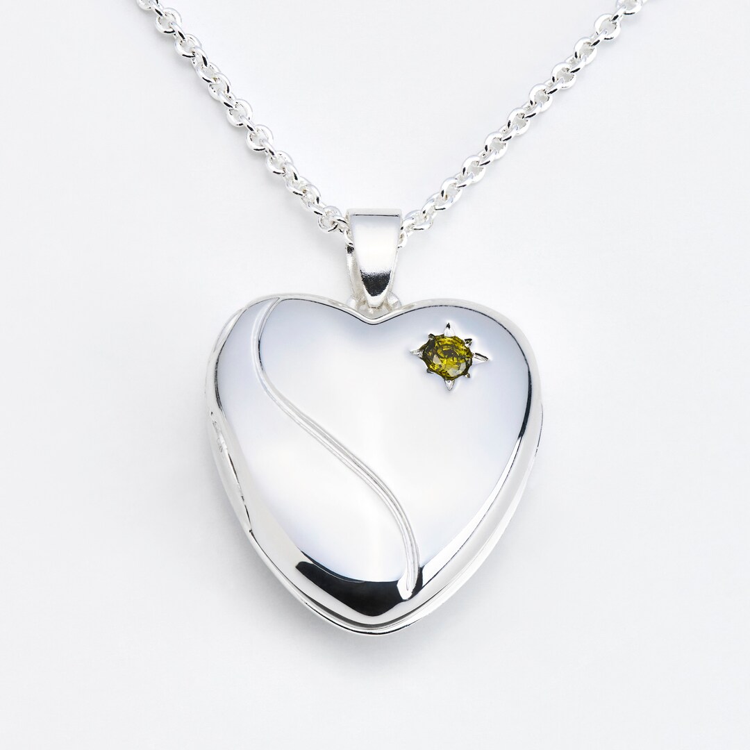 August peridot Birthstone Locket Adult Heart Photo Locket - Etsy
