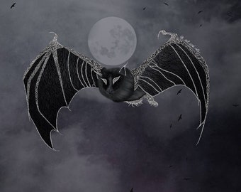 Lavender Bat Print - Etsy