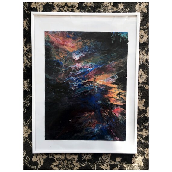 Fluid Pouring Art Abstract darkrainbow Wall Art Decor - Etsy