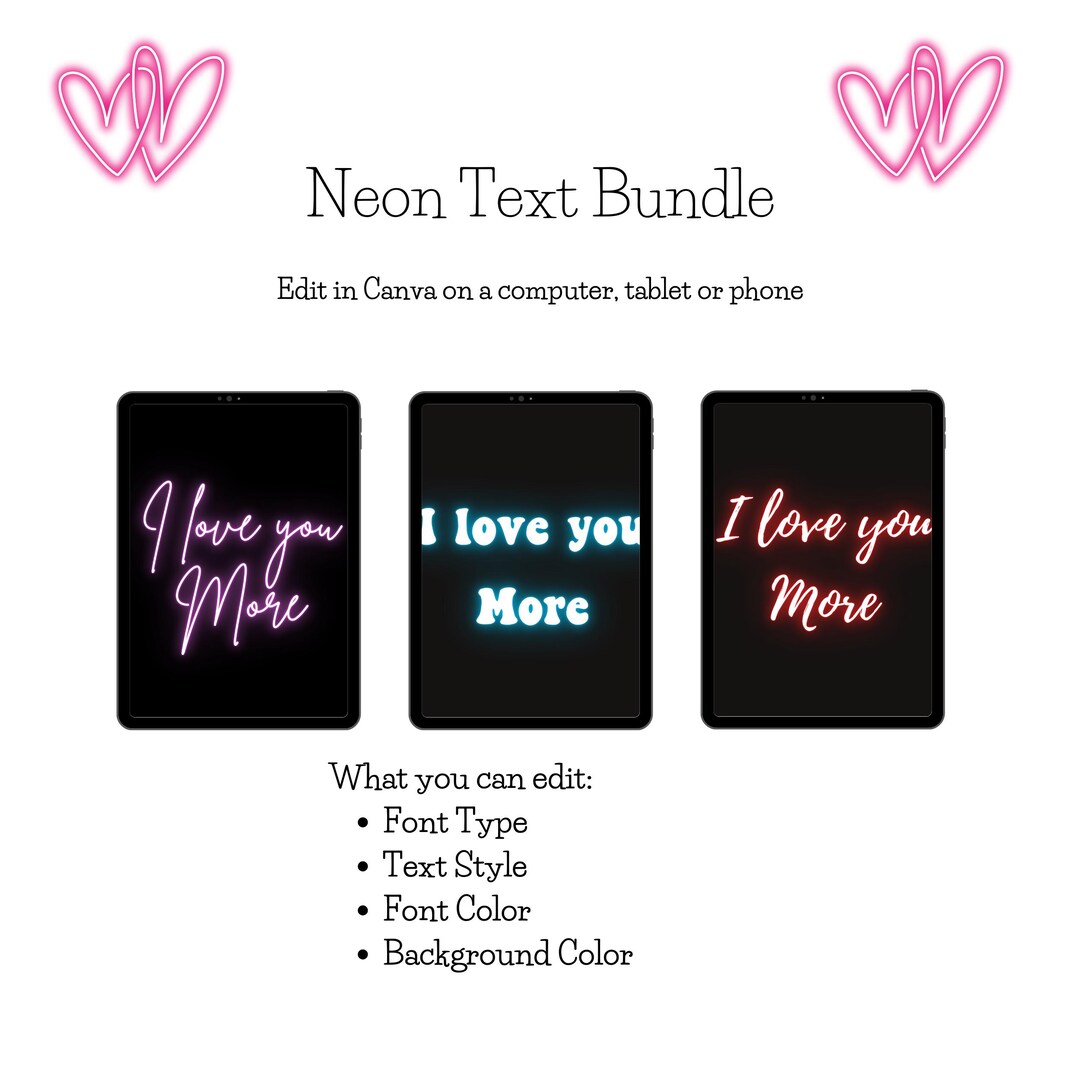 Editable Neon Templates - Editable Canva Template - Personalized Neon ...