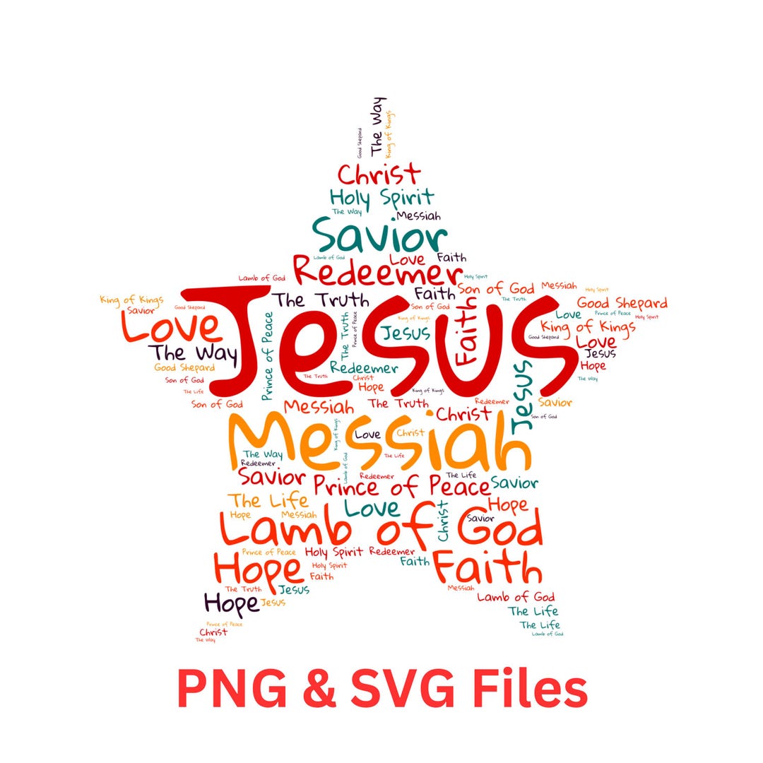 Jesus Word Art Svg Png, Jesus Word Cloud Svg, Christian Svg, Jesus Svg ...