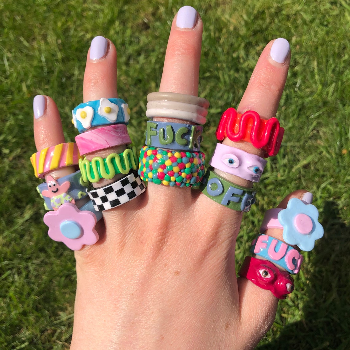 Spongebob ring // chunky clay ring // statement ring | Etsy