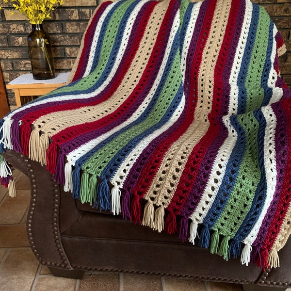 Striped Afghan - Etsy