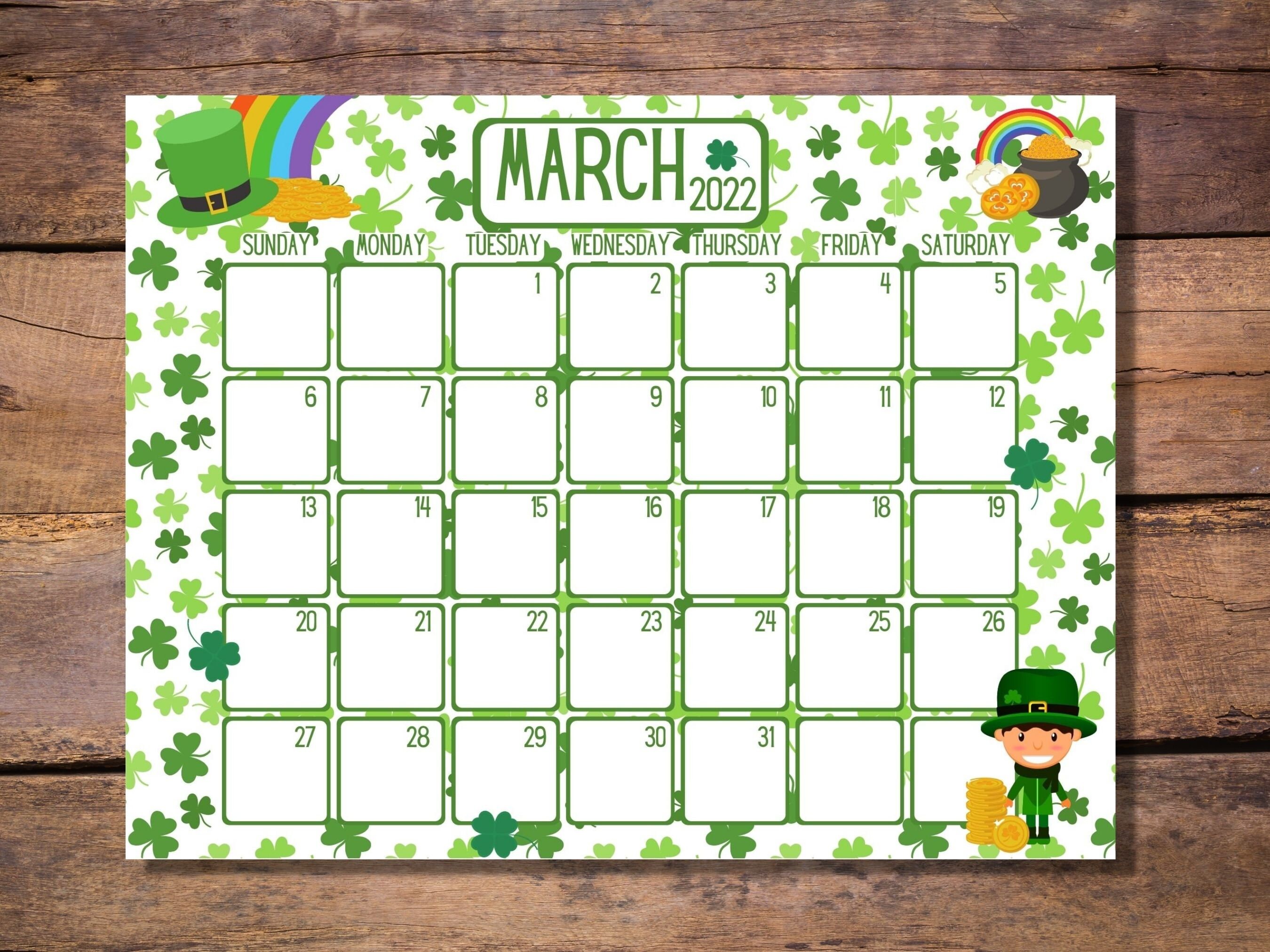 March Calendar 2022 Printable
