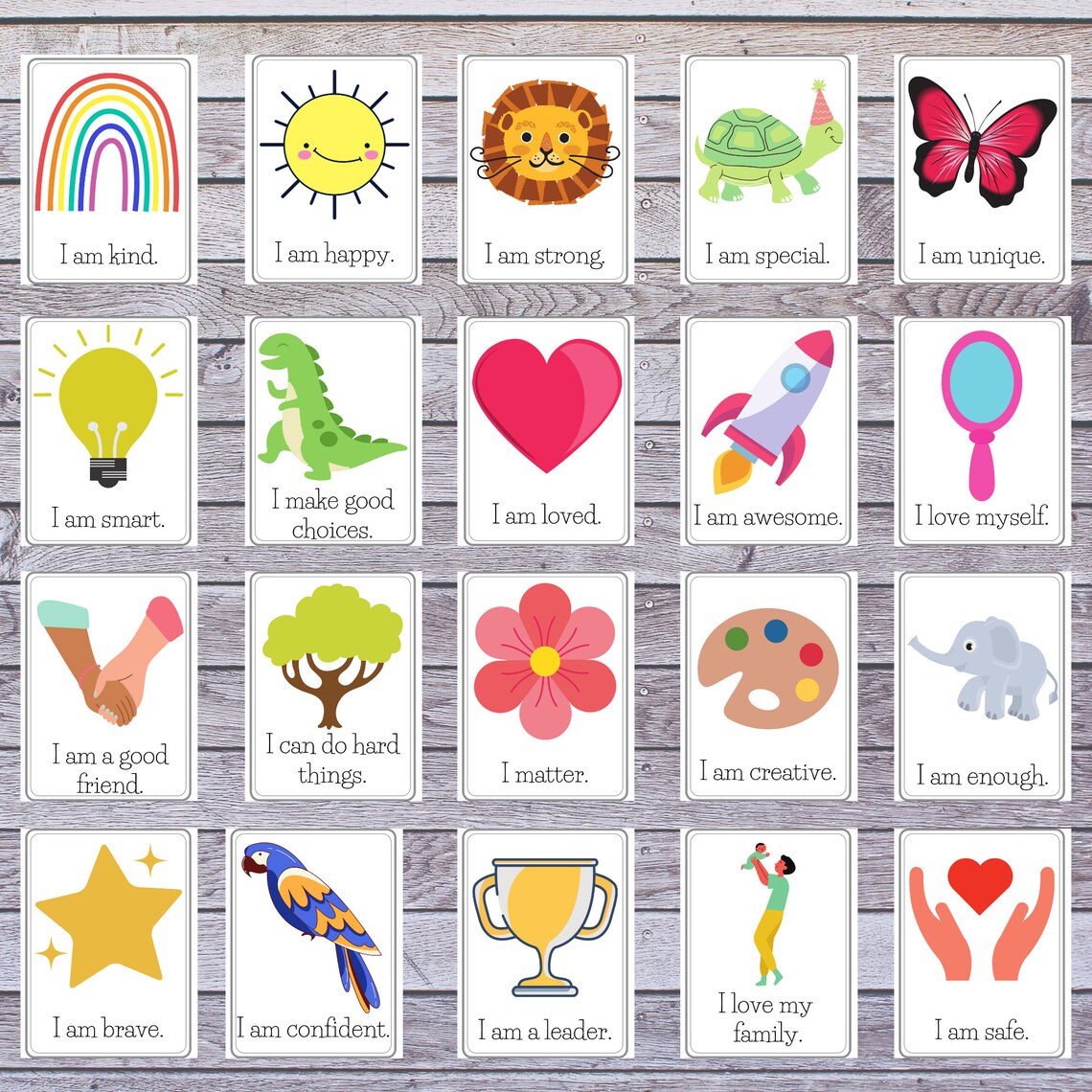 20 Child Affirmation Cards Toddler Affirmations Positive | Etsy