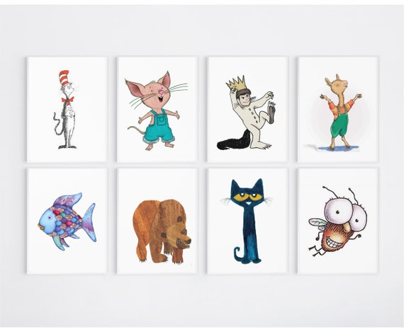 Children's Book Character Gallery Wall Reading Posters - Etsy