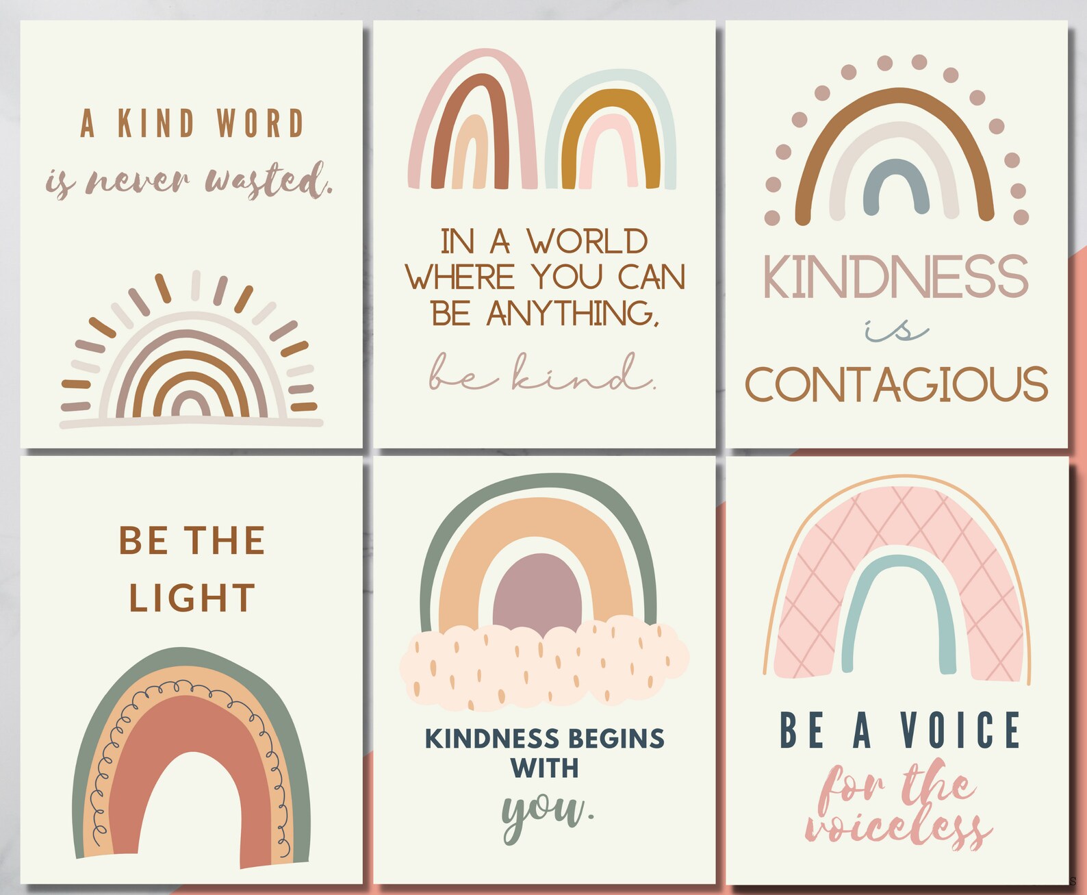 Kindness Classroom Decor Printable Rainbow Posters Class | Etsy