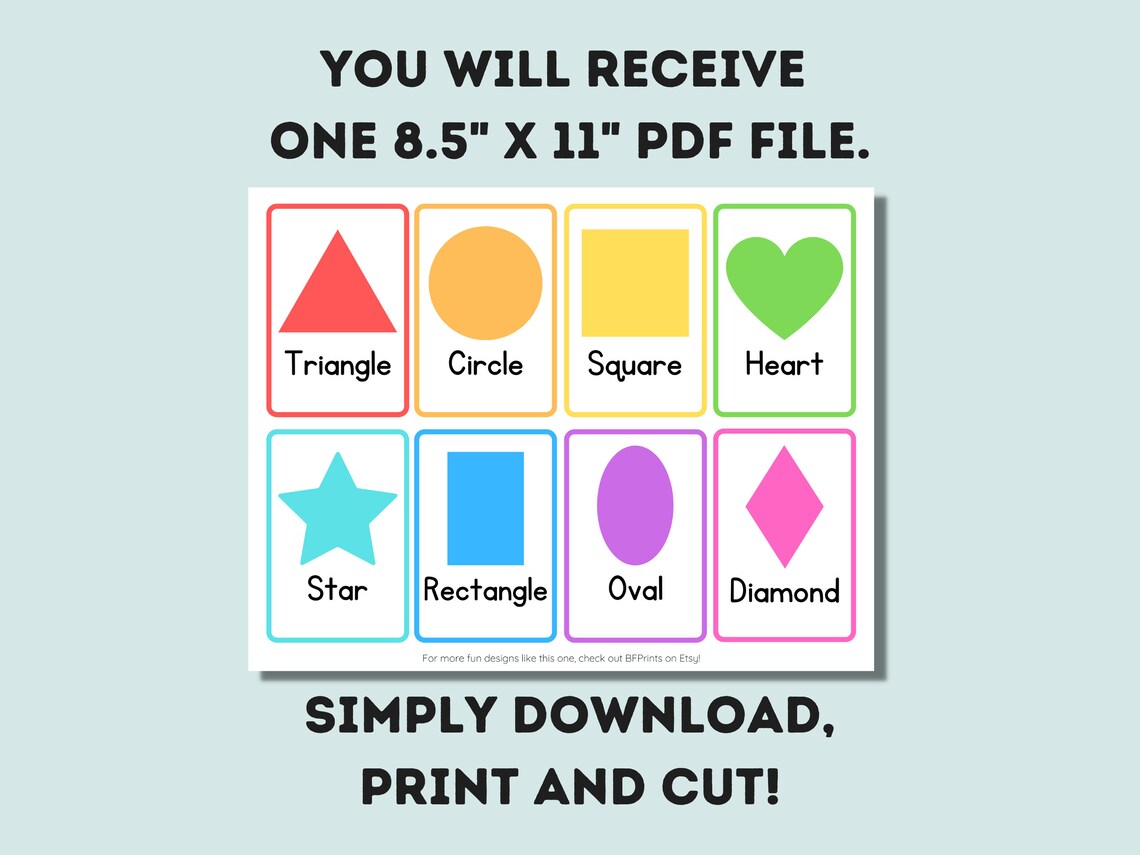 Printable Shape Flashcards Homeschool Preschool Tot School - Etsy