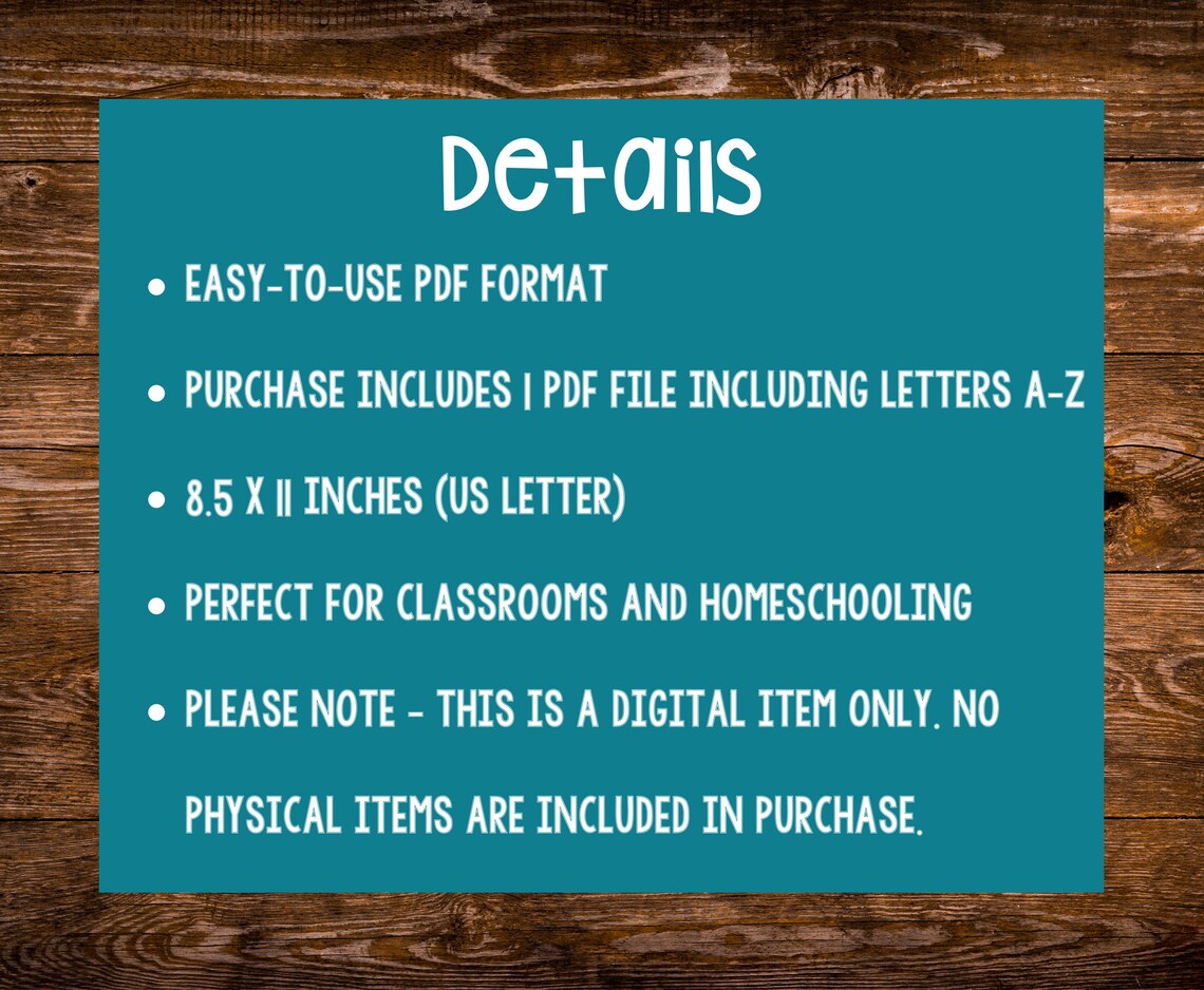 Printable Classroom Alphabet Posters ABC Poster for | Etsy