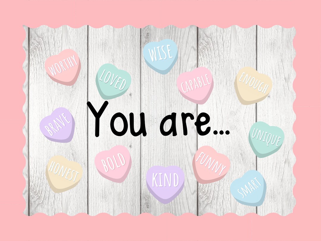 Conversation Hearts Bulletin Board Decor, Printable Classroom Valentine ...