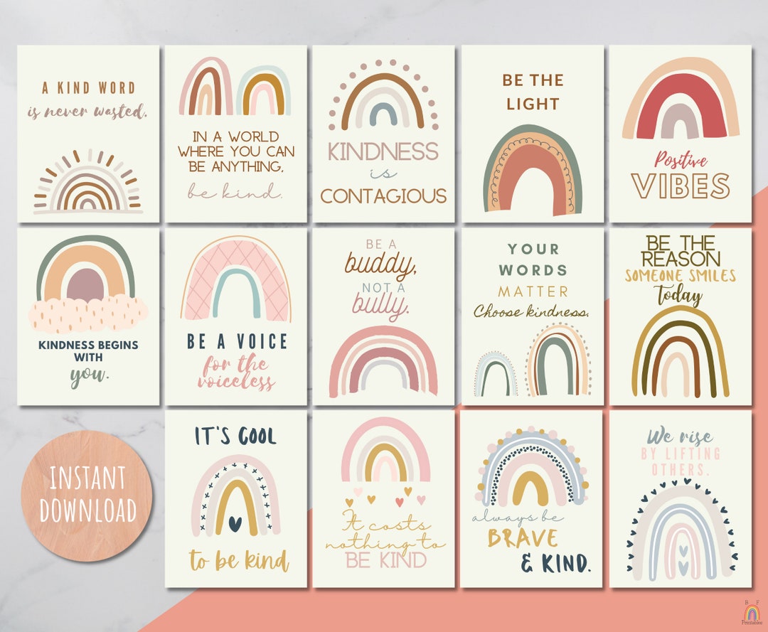Kindness Classroom Decor, Printable Rainbow Posters, Class Social ...