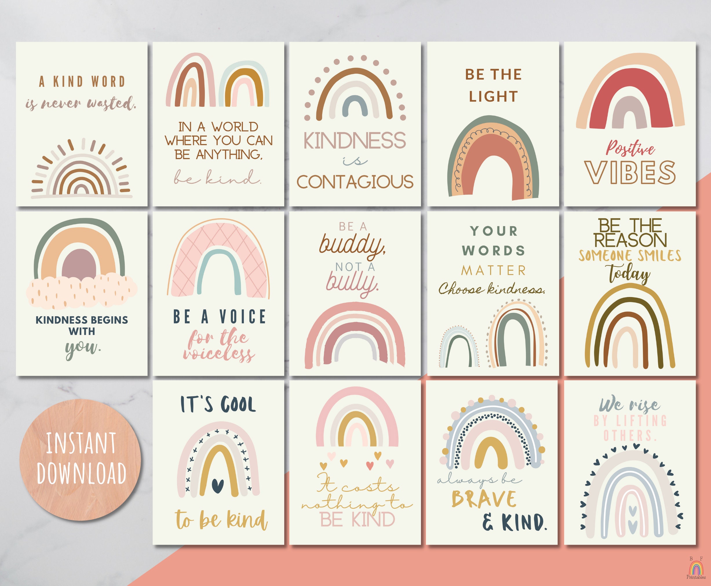 Kindness Classroom Decor Printable Rainbow Posters Class | Etsy