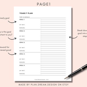 Yearly Goals Planner Top 5 Goal Setting Goal Planning - Etsy