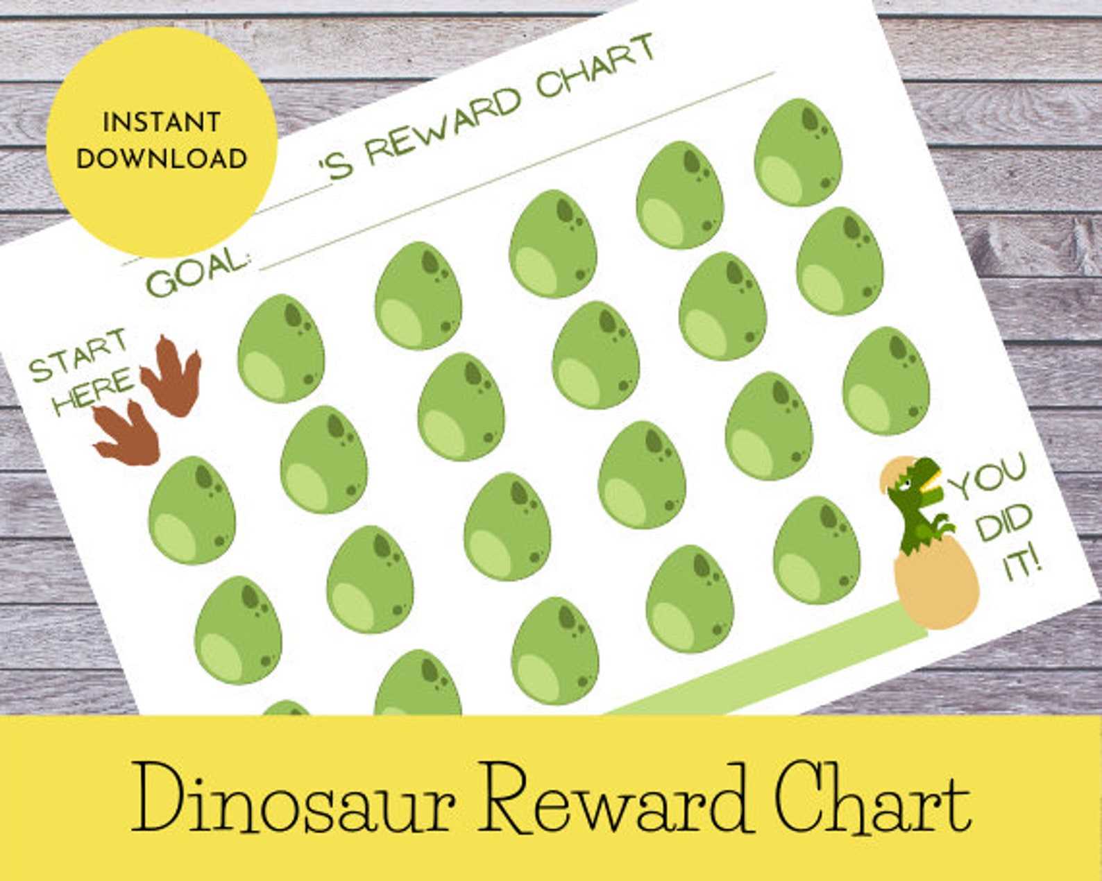 Printable Dinousaur Reward Chart Dinosaur Sticker Chart | Etsy